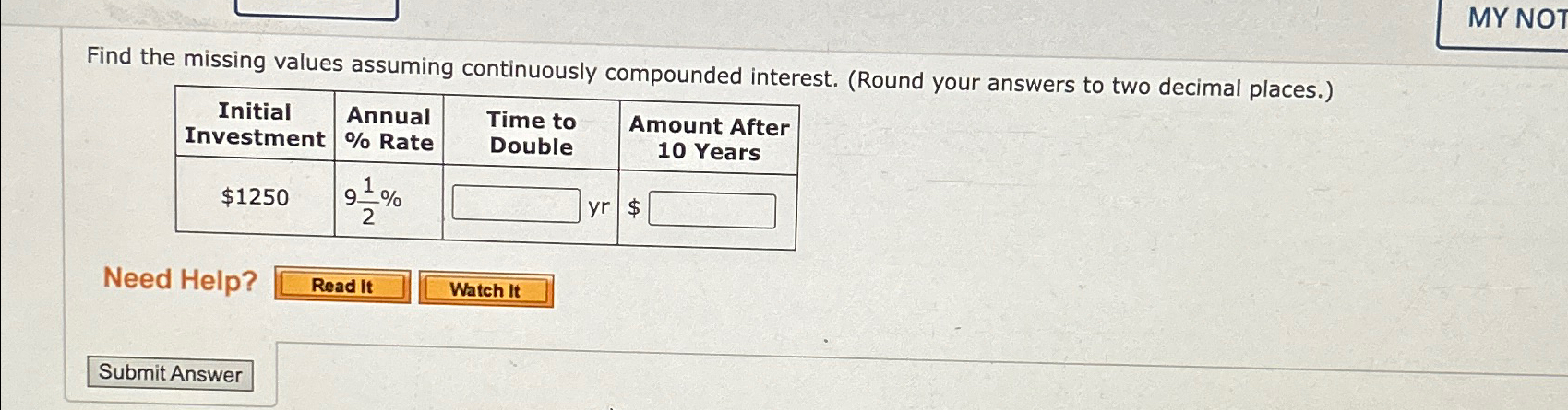 Solved Find the missing values assuming continuously | Chegg.com