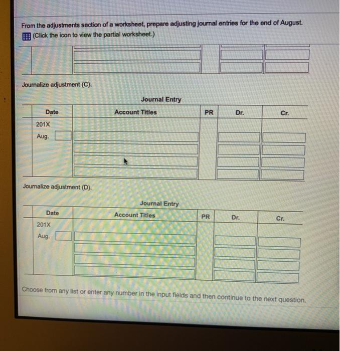 Solved From the adjustments section of a worksheet, prepare | Chegg.com