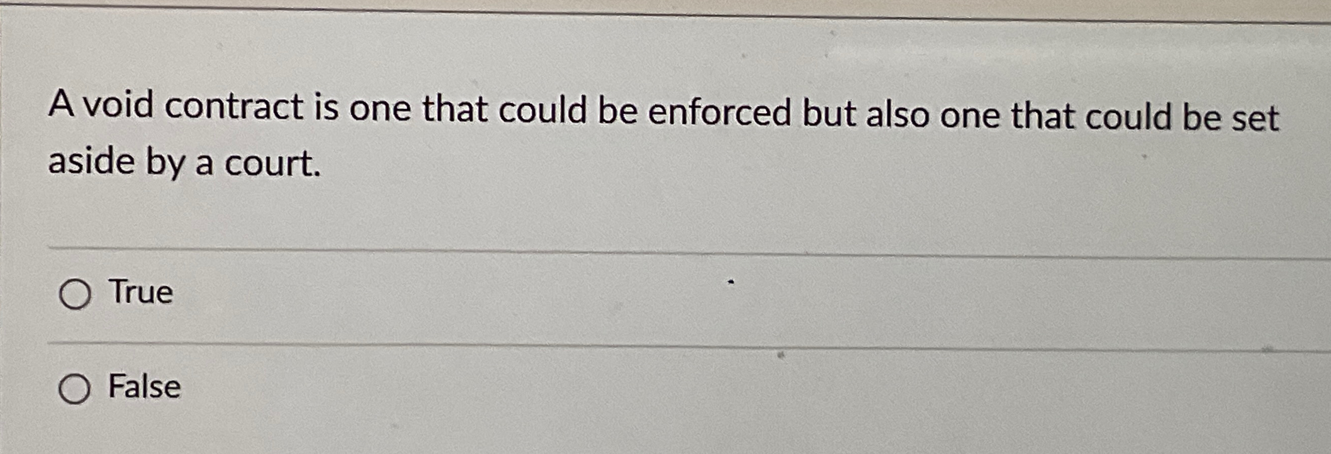 Solved A void contract is one that could be enforced but | Chegg.com