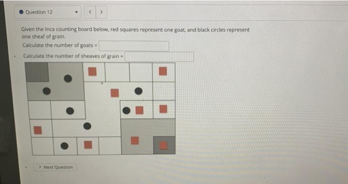 Solved Question 12 > Given the Inca counting board below, | Chegg.com
