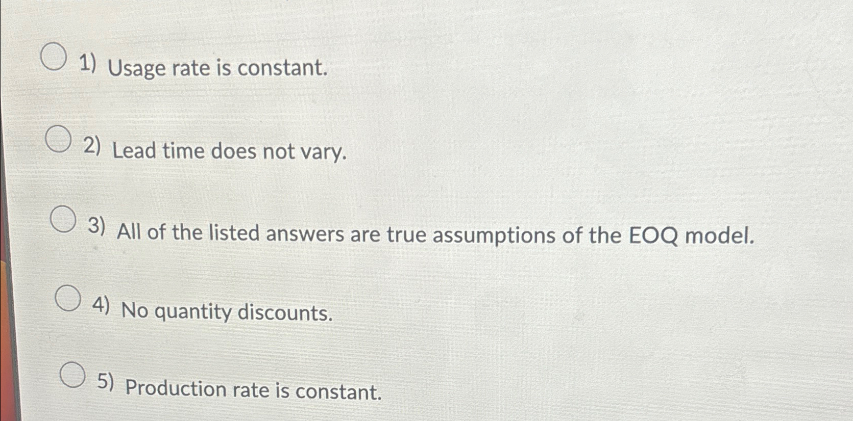 Solved Usage rate is constant.Lead time does not vary.All of | Chegg.com