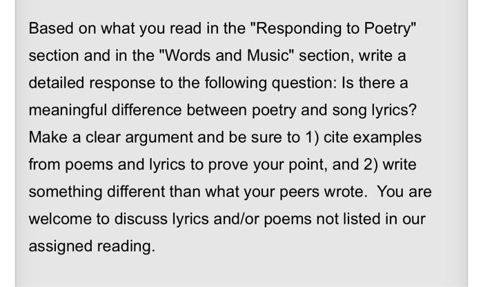 Based on what you read in the "Responding to Poetry" | Chegg.com