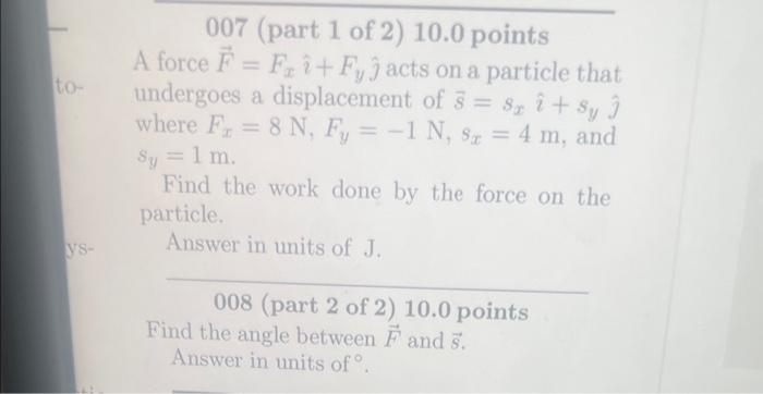 Solved 007 Part 1 Of 2 10 0 Points A Force F Fx Fy