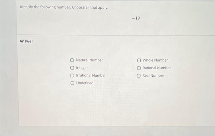 Solved Identify the following number. Choose all that apply. | Chegg.com