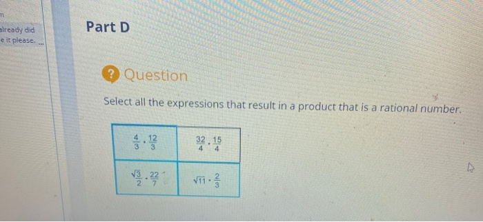 Solved Part B Now consider the product of a nonzero rational | Chegg.com