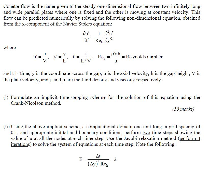 Solved Couette flow is the name given to the steady | Chegg.com