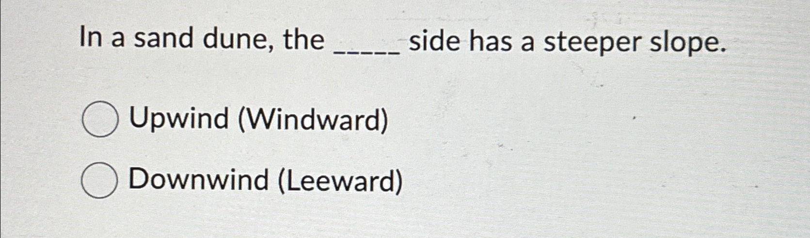 Solved In a sand dune, the q, ﻿side has a steeper slope. | Chegg.com