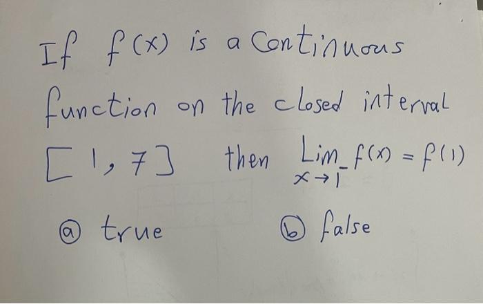 Solved If f(x) is a Continuous function on the closed | Chegg.com