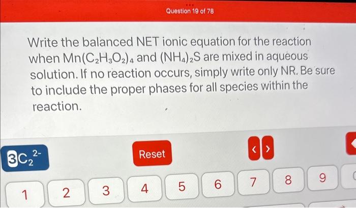 Solved Write the balanced NET ionic equation for the | Chegg.com