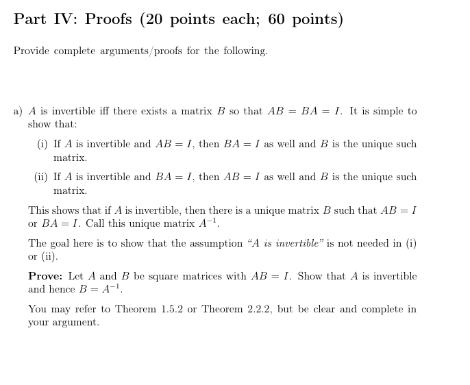 Solved Part IV: Proofs (20 points each; 60 points)Provide | Chegg.com Solved Part IV: Proofs (20 points each; 60 points)Provide | Chegg.com