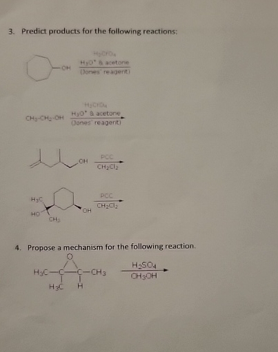 Solved Predict products for the following reactions: | Chegg.com