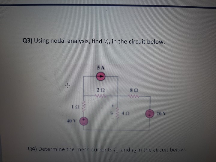 Solved Q3) Using nodal analysis, find V, in the circuit | Chegg.com