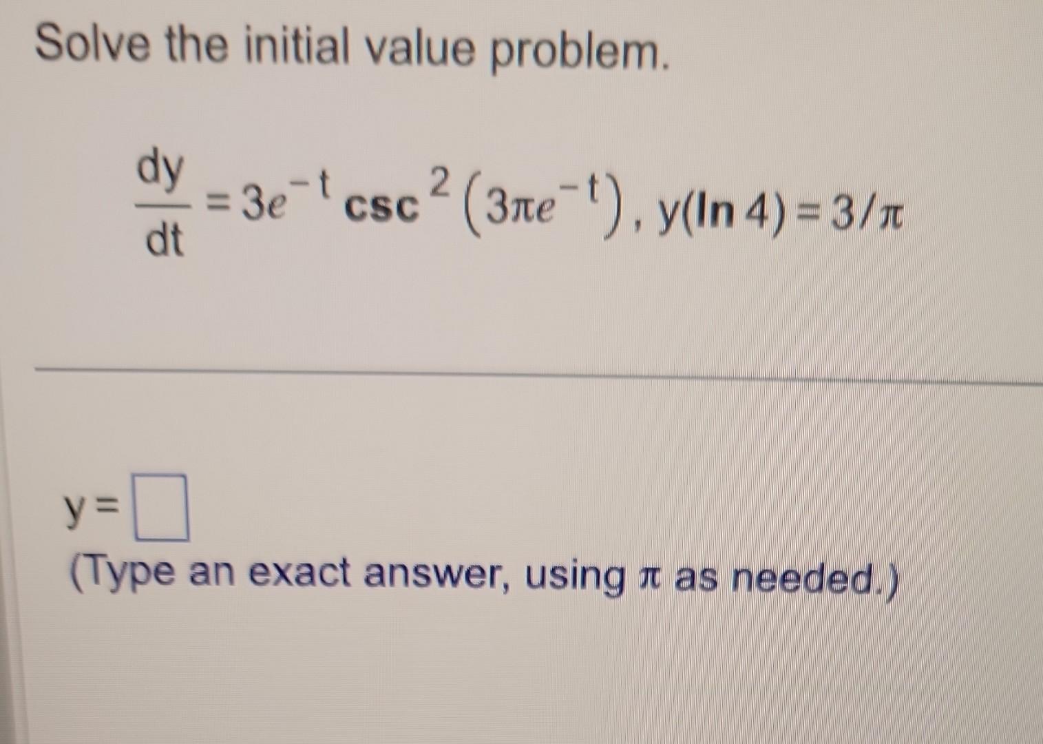 Solved Solve the initial value problem. | Chegg.com