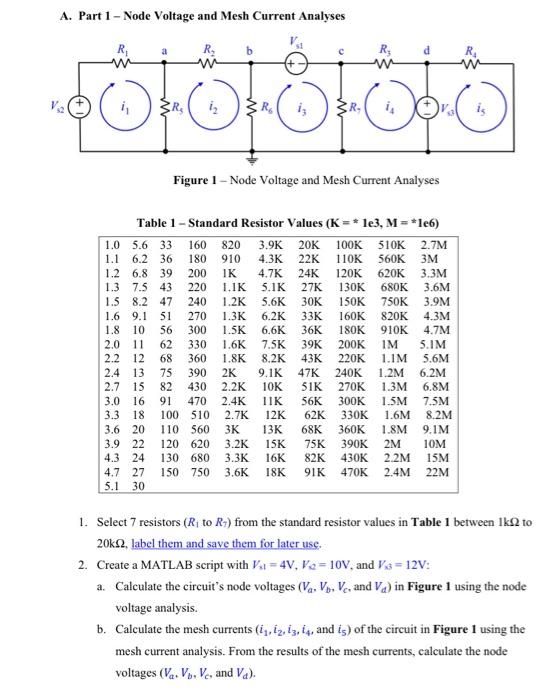 Solved A. Part 1 - Node Voltage and Mesh Current Analyses | Chegg.com