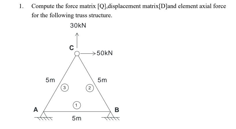 Compute the force matrix [Q], displacement | Chegg.com