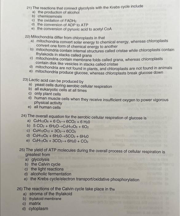 Solved 21) The reactions that connect glycolysis with the | Chegg.com