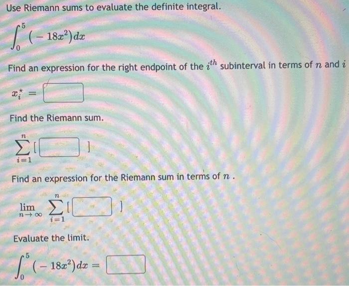 Solved Use Riemann sums to evaluate the definite integral. | Chegg.com