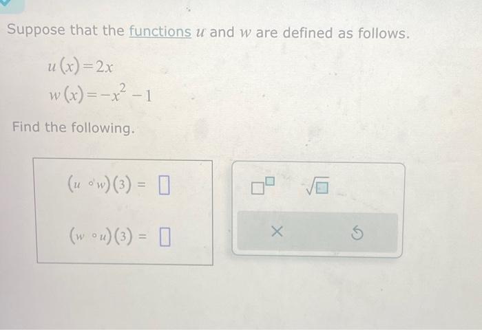 Solved Suppose that the functions u and w are defined as | Chegg.com