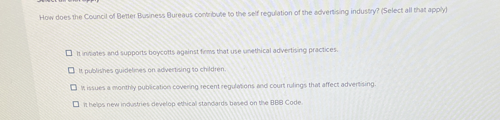 Solved How does the Council of Better Business Bureaus | Chegg.com