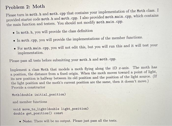 Solved Problem 1: Bug Please turn in bug.h and bug.cpp that | Chegg.com