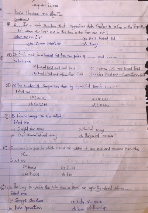 Solved Computer Science Data Structure and Algorithm | Chegg.com