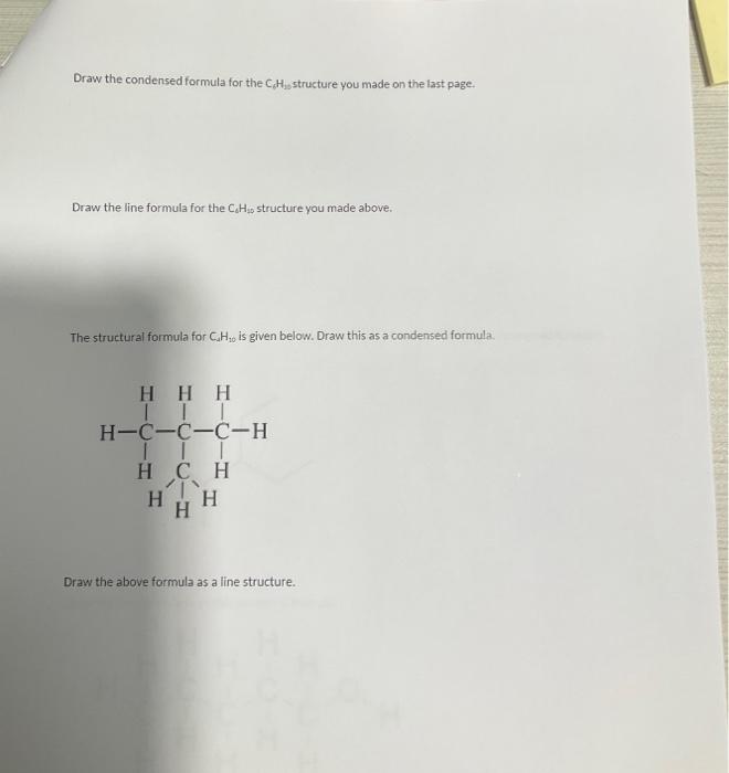 Draw the condensed formula for the C6H1 structure you | Chegg.com