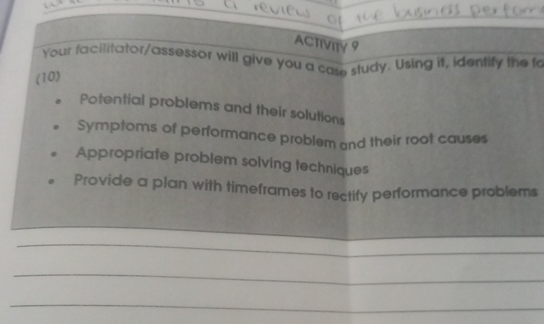 Solved your facilitator/assessor will give you a case study. | Chegg.com