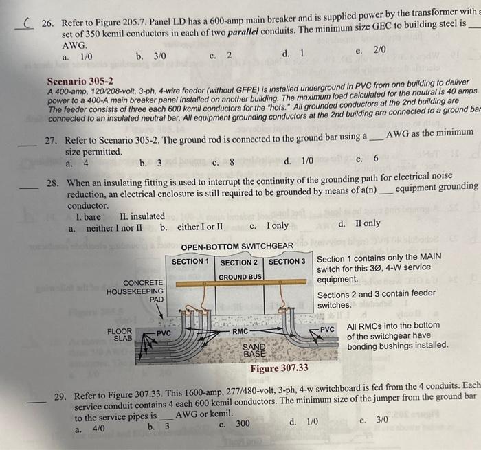 Solved 26. Refer to Figure 205.7. Panel LD has a 600 -amp | Chegg.com