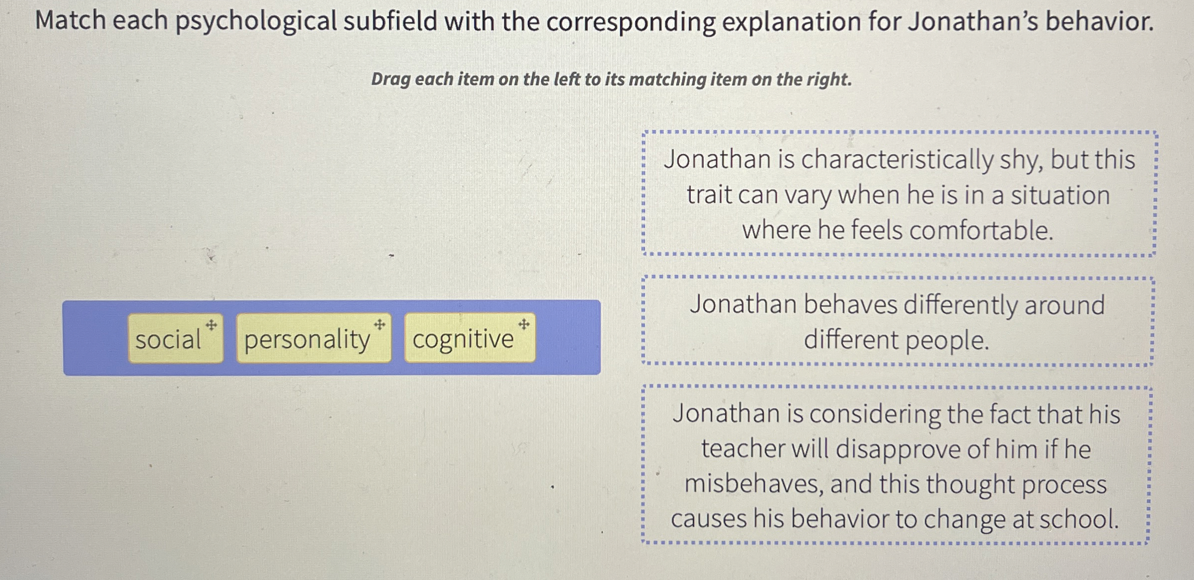 Solved Match each psychological subfield with the | Chegg.com