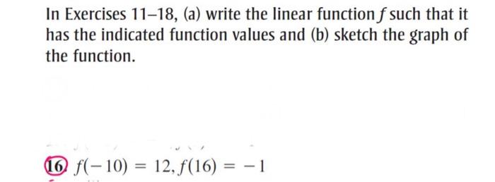 Solved In Exercises 11-18, (a) write the linear function f | Chegg.com
