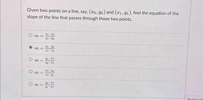 Solved Given two points on a line, say, (x0,y0) and (x1,y1), | Chegg.com
