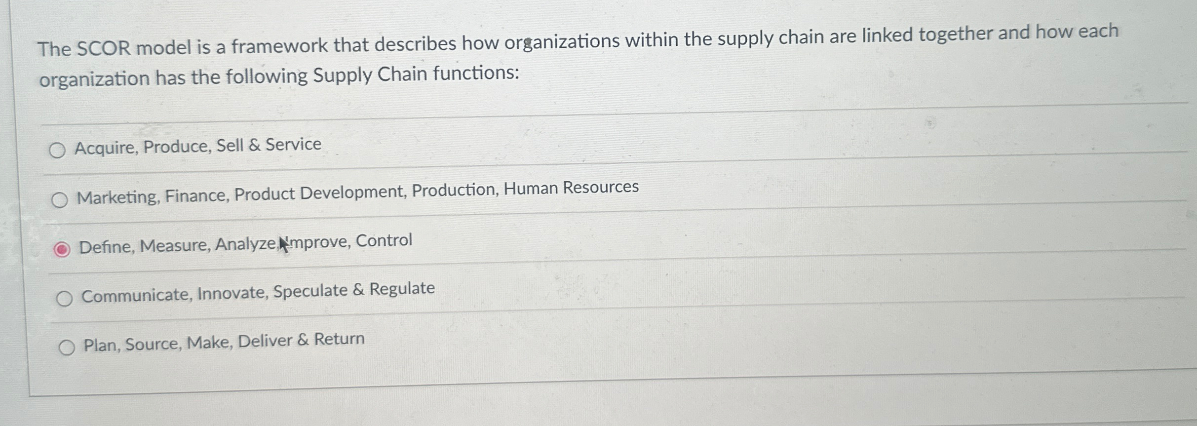 Solved The SCOR model is a framework that describes how | Chegg.com