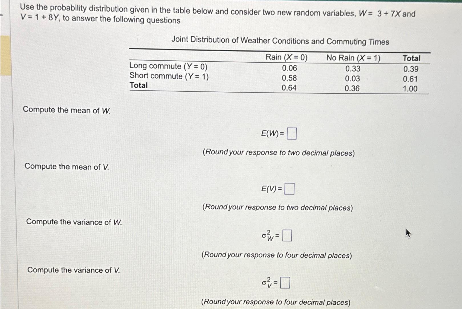 Solved Use the probability distribution given in the table | Chegg.com