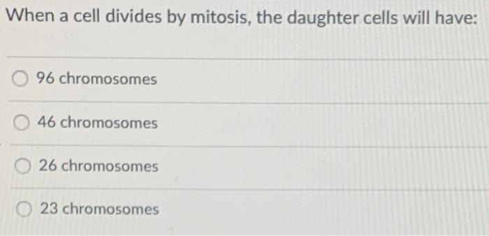 Solved When a cell divides by mitosis, the daughter cells | Chegg.com