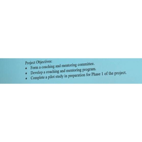Solved Project Objectives:Form a coaching and mentoring | Chegg.com