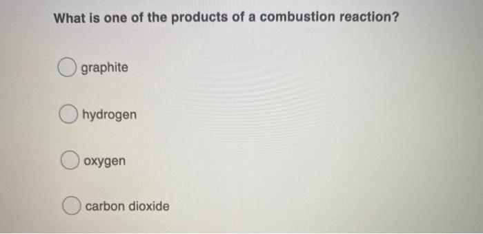 Solved What is one of the products of a combustion reaction? | Chegg.com