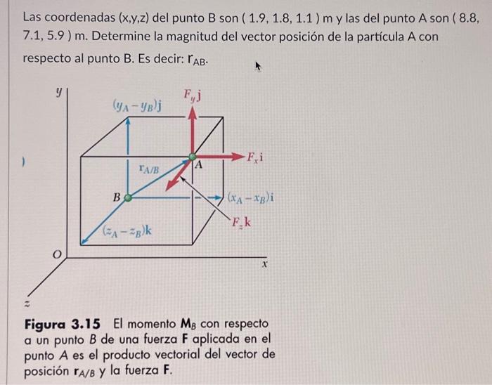 Solved Las coordenadas (x,y,z) del punto B son (1.9, 1.8, | Chegg.com