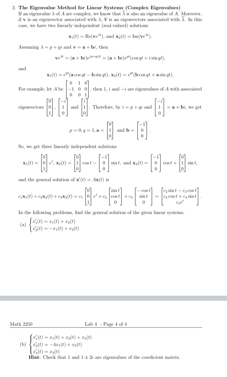 Solved Solve for b using this >>The Eigenvalue Method for | Chegg.com