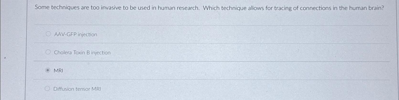 Solved Some techniques are too invasive to be used in human | Chegg.com