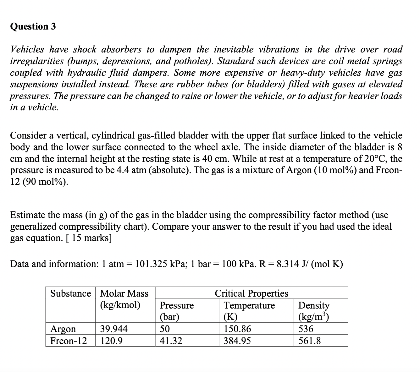 Question 3 ﻿Vehicles have shock absorbers to dampen | Chegg.com