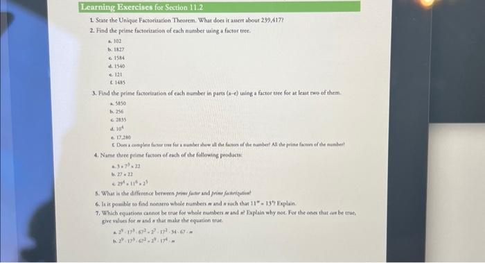 Solved 1. State the Unique Factorization Theorem. What does | Chegg.com