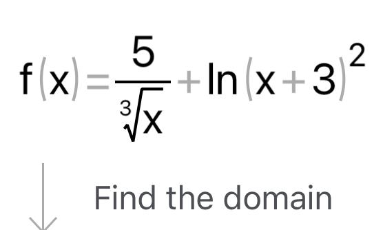 Solved f(x)=5x3+ln(x+3)2Find the domain | Chegg.com