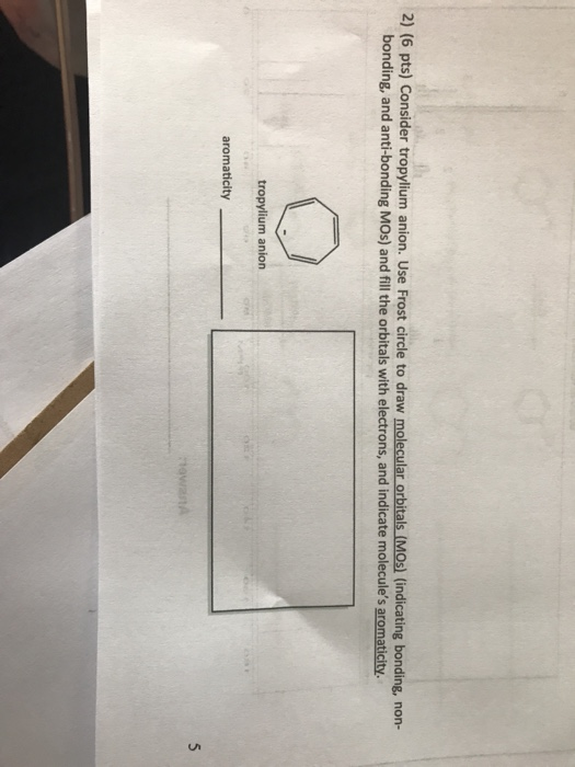 Solved 2) (6 pts) Consider tropylium anion. Use Frost circle | Chegg.com