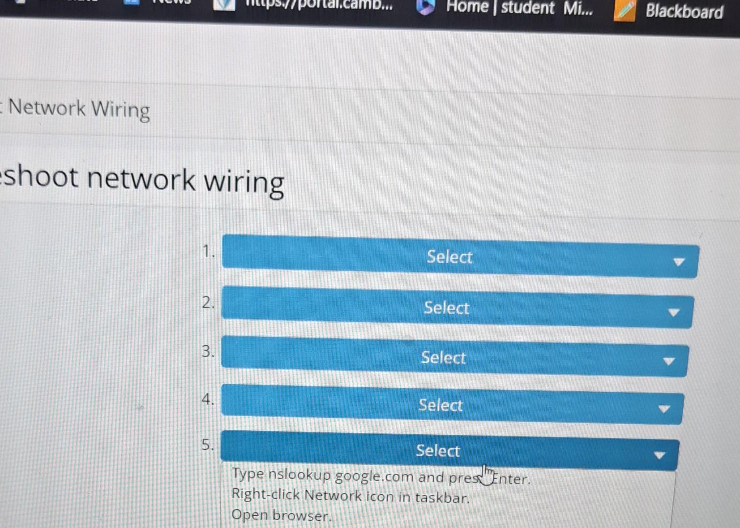 Network Wiring shoot network wiring 1. Select 2. | Chegg.com