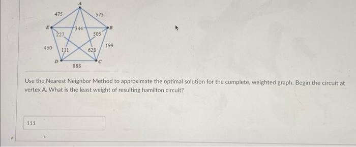 Solved Use the Nearest Neighbor Method to approximate the | Chegg.com