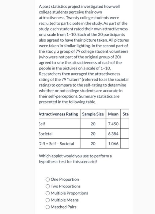 Solved A past statistics project investigated how well | Chegg.com