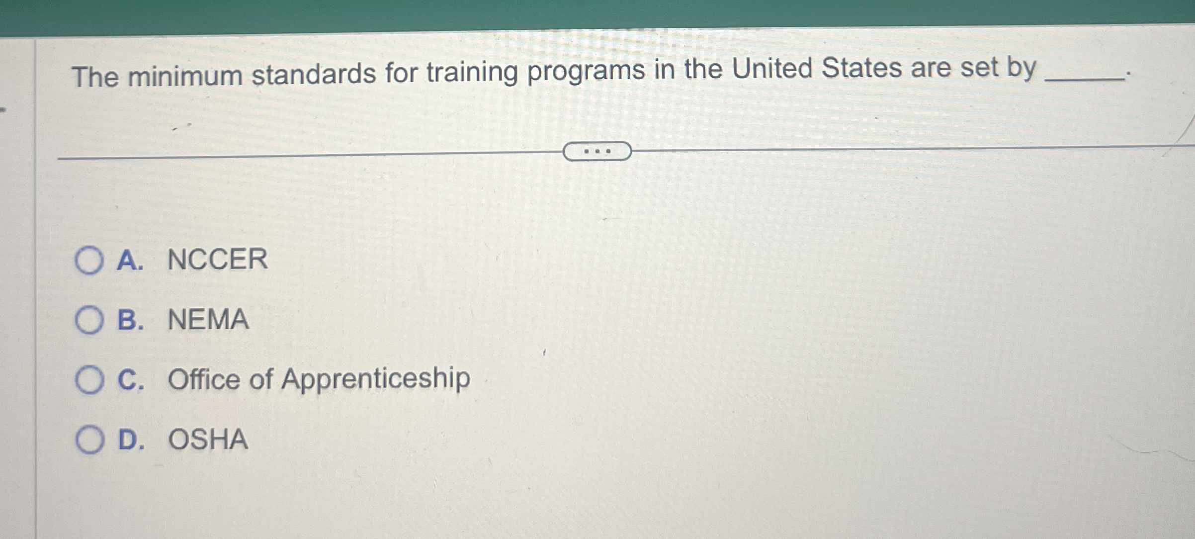 Solved The minimum standards for training programs in the | Chegg.com