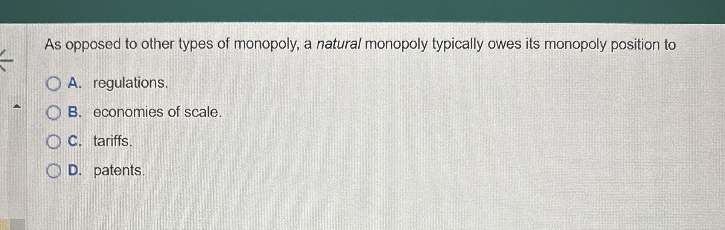 Solved As opposed to other types of monopoly, a natural | Chegg.com