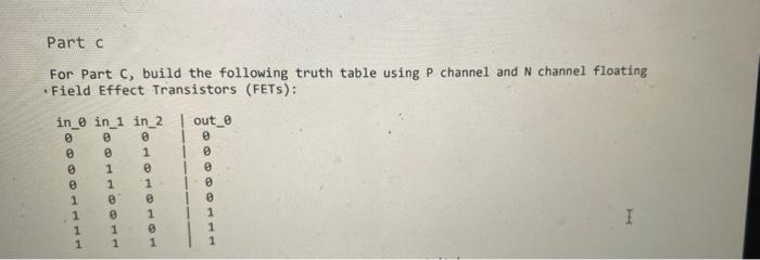 Solved Part 0 For Part C, build the following truth table | Chegg.com