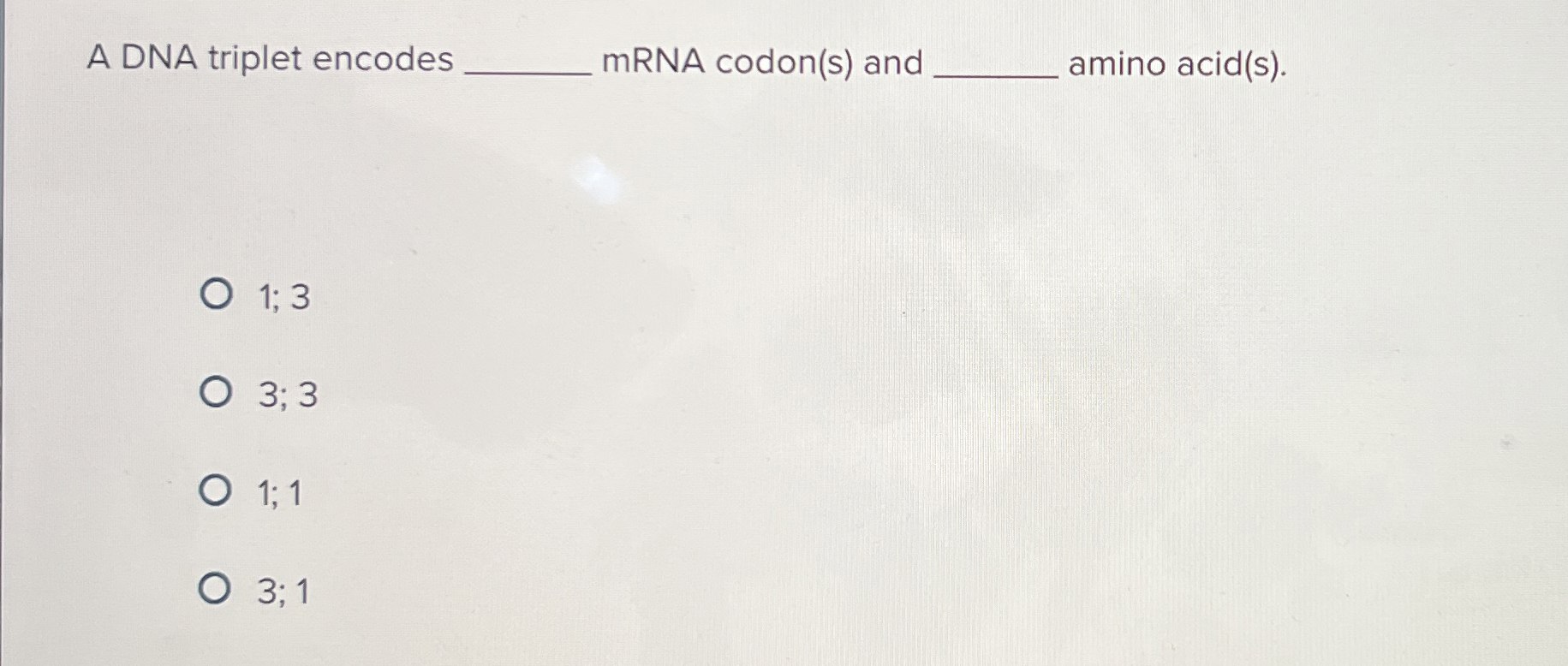 Solved A DNA triplet encodes q, ﻿mRNA codon(s) ﻿and q, | Chegg.com